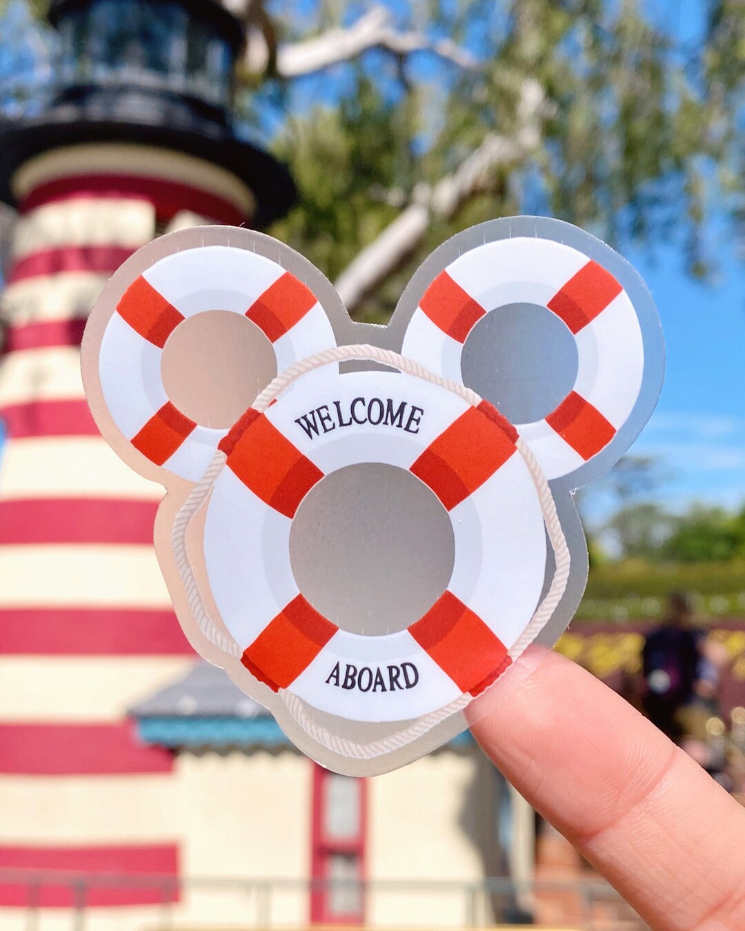 Welcome Aboard Cruise Wreath Transparent Sticker/ Mickey Life Preserver ...