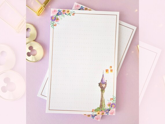 Rapunzel Tower Floral Memo Notepad/ 50 Sheets Grid Dot Bullet | Etsy