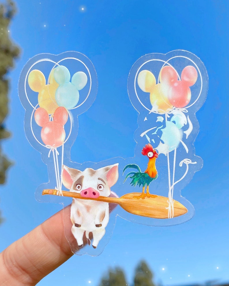 Pua Hei Hei Mickey Balloon Transparent Laptop Sticker/ Moana | Etsy