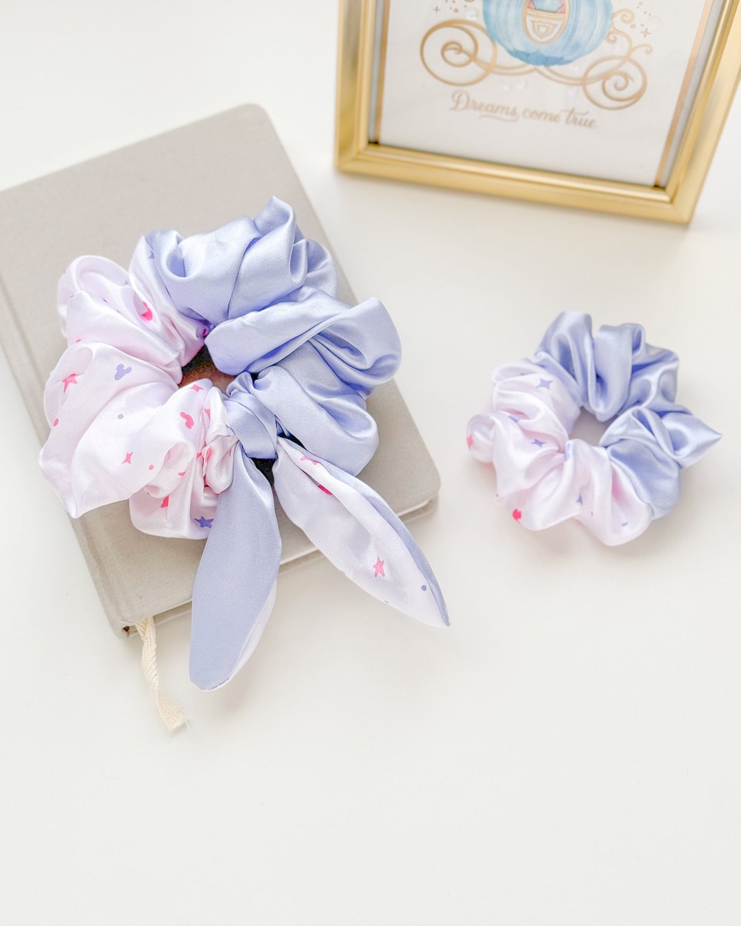 Blue Jumbo & Petite Satin Scrunchies (set of 2)/ Hair Tie Accessories ...