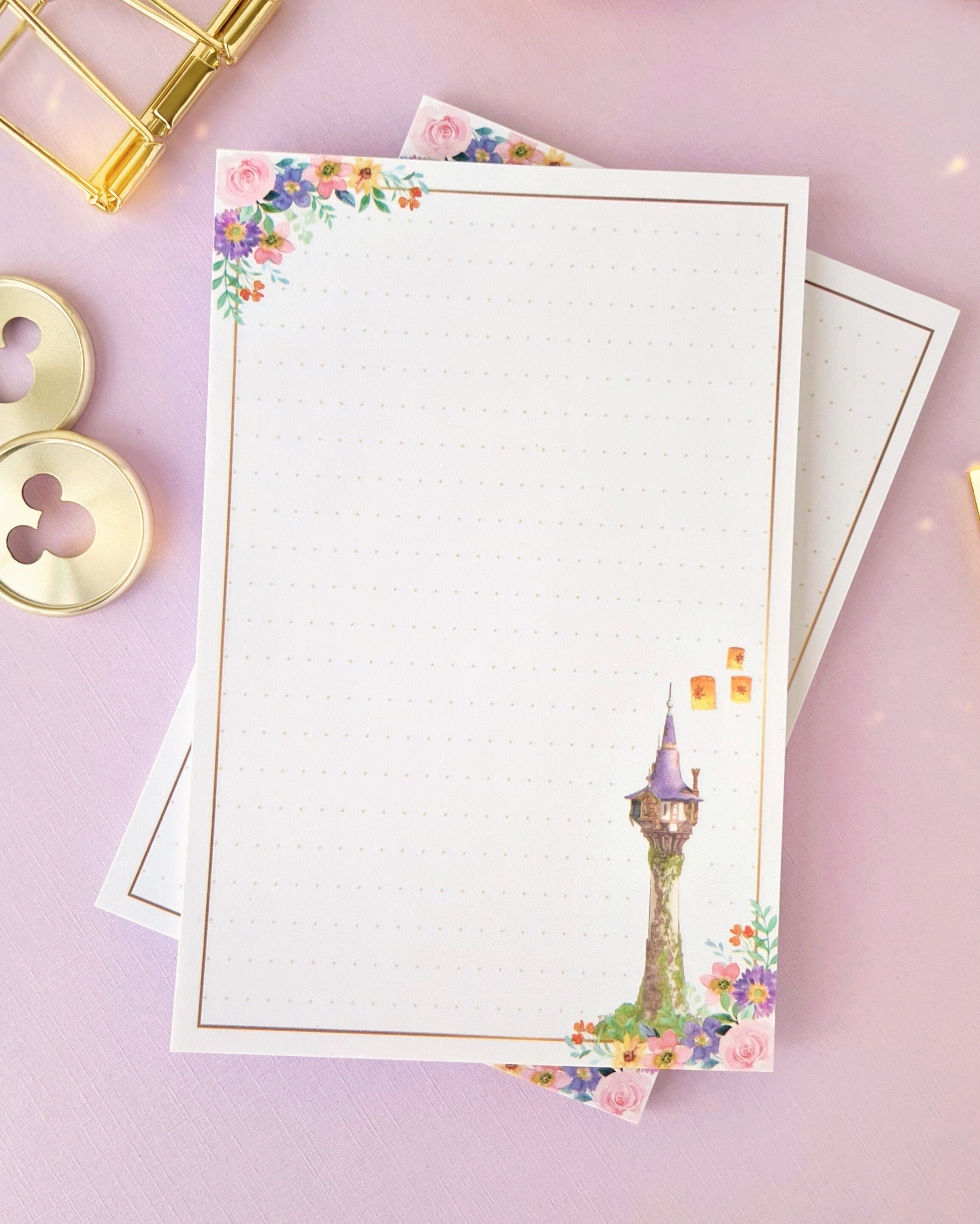 Rapunzel Tower Floral Memo Notepad/ 50 Sheets Grid Dot Bullet | Etsy