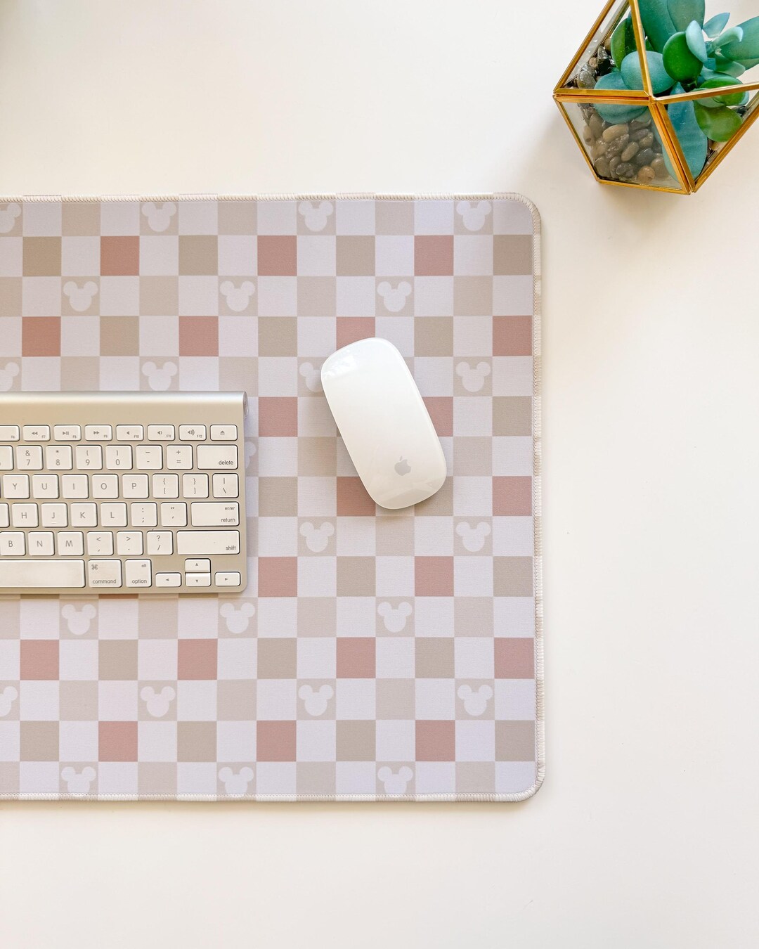 Latte Checkered Mouse Desk Mat/ Hidden Mickey Neutral Planner Desk Pad ...