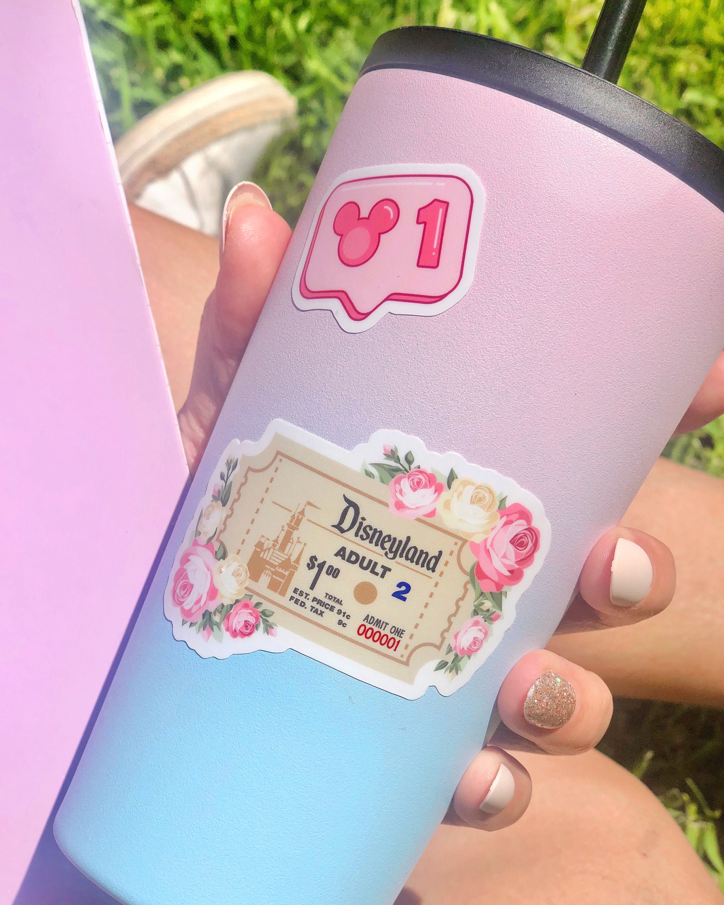 Disneyland Admission Ticket Sticker/ Retro Floral Disney | Etsy