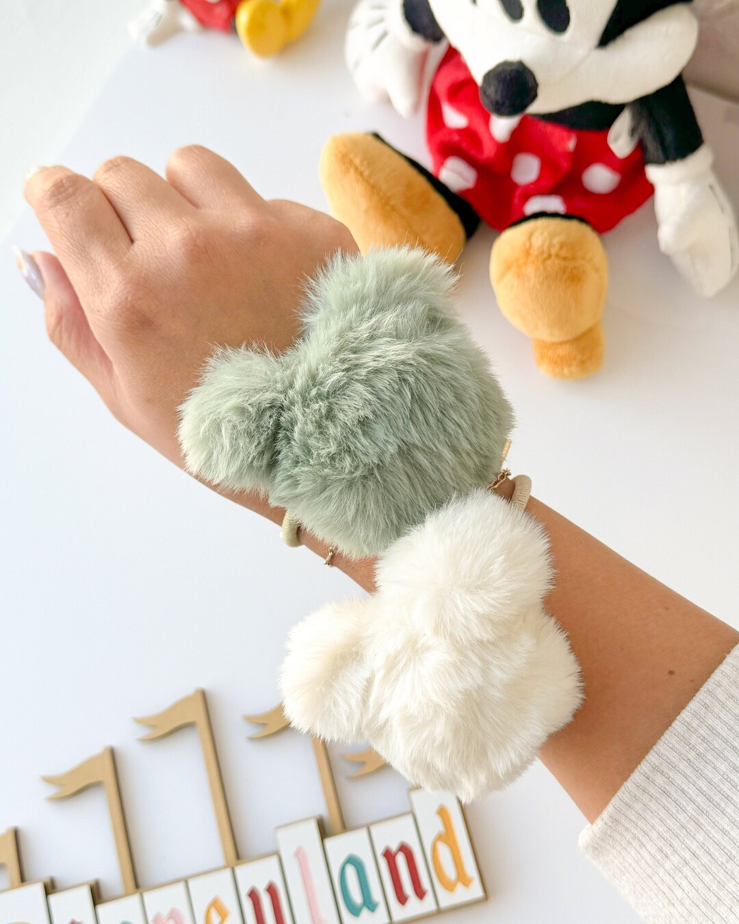 Mouse Pom Hair Ties (set of 2)/ Fluffy Cute Oversized XL Magical ...