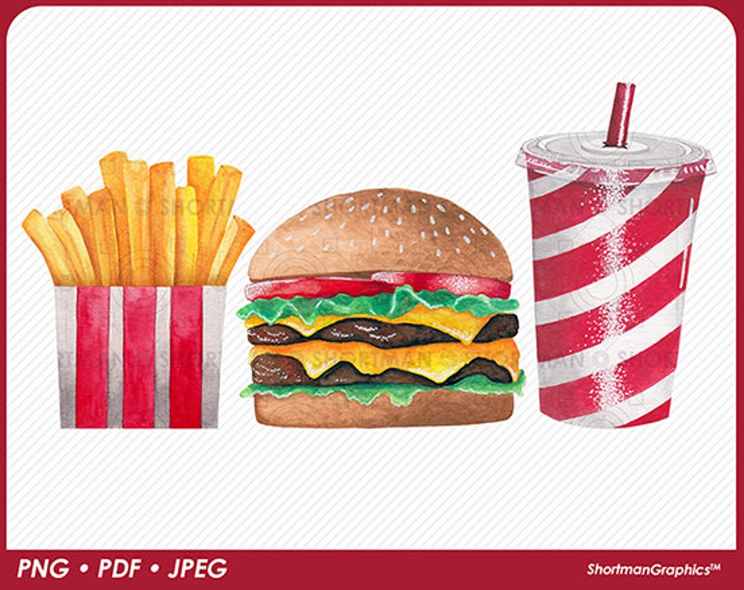 Burger Bundle Clipart Watercolor - Etsy