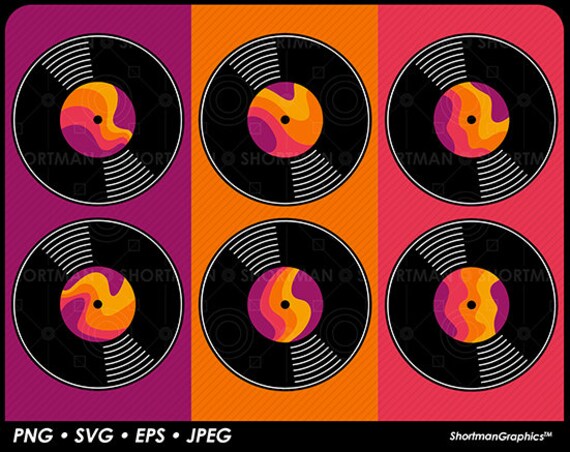 Groovy Vinyl Record Clipart SVG PNG Set - Etsy