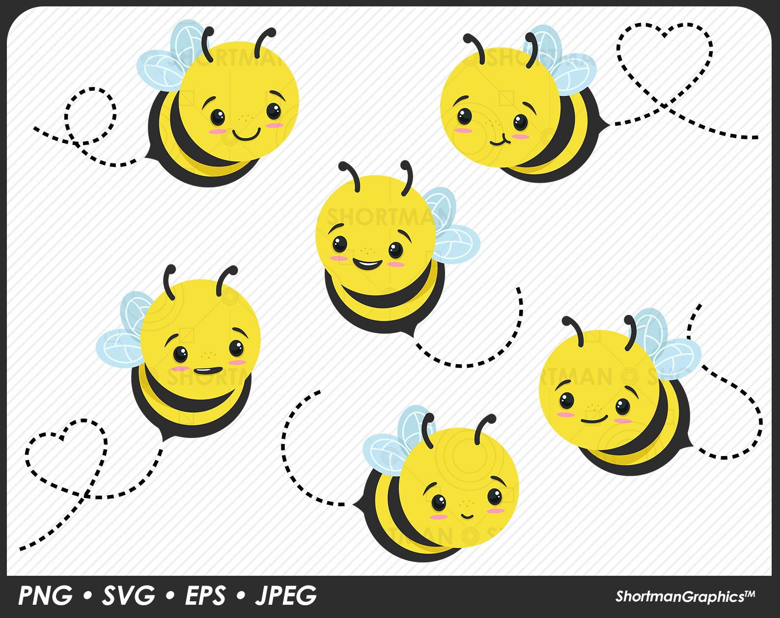 Spring Time Bee Clipart PNG SVG Cartoon Bumblebee - Etsy