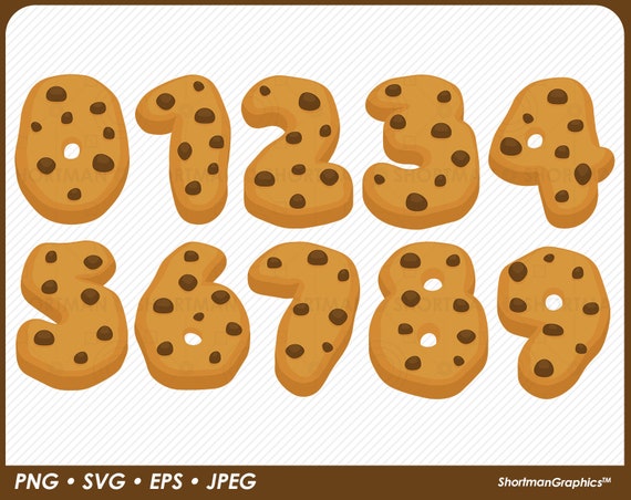 Cookie Numbers Clipart SVG PNG Download | Etsy Australia