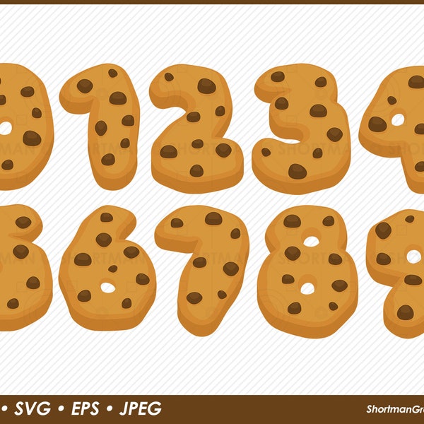 Cookie Numbers Clipart - Etsy