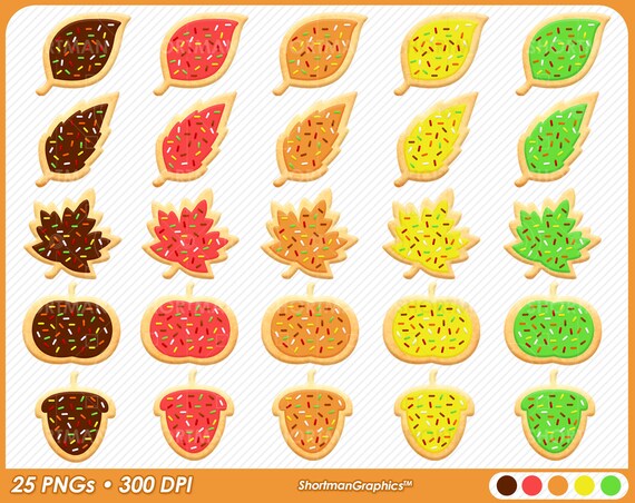 Thanksgiving Cookies Clipart PNG Download Red Orange | Etsy