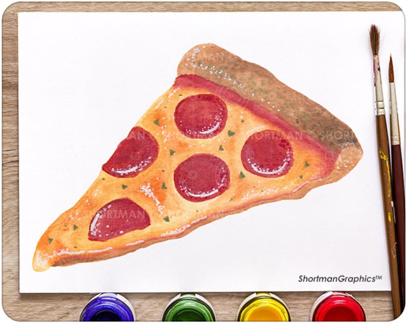 Watercolor Pizza Clipart Pizza PNG Download | Etsy