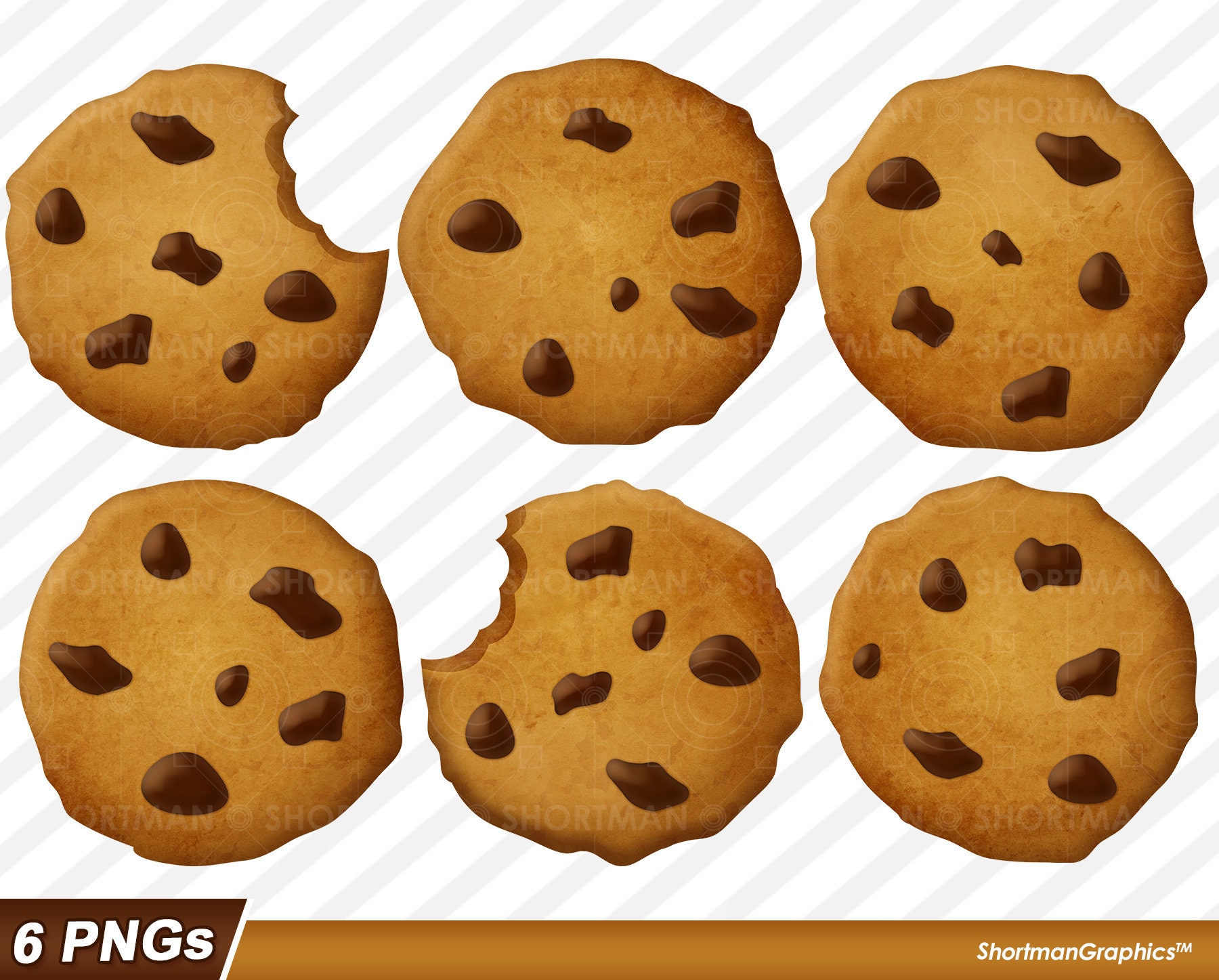 Chocolate Chip Cookie Clipart PNG Download - Etsy Canada