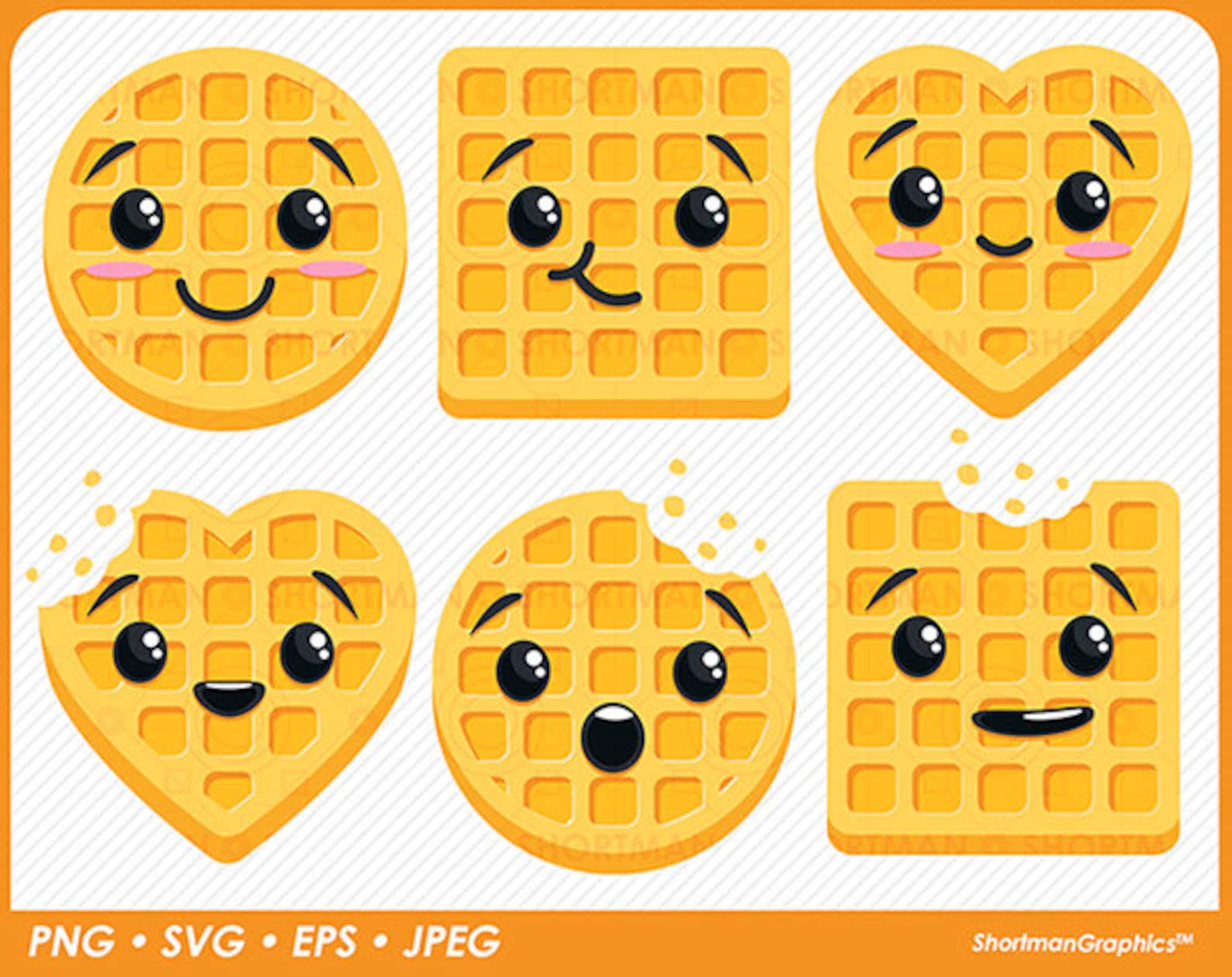 Waffle Faces Clipart SVG PNG - Etsy