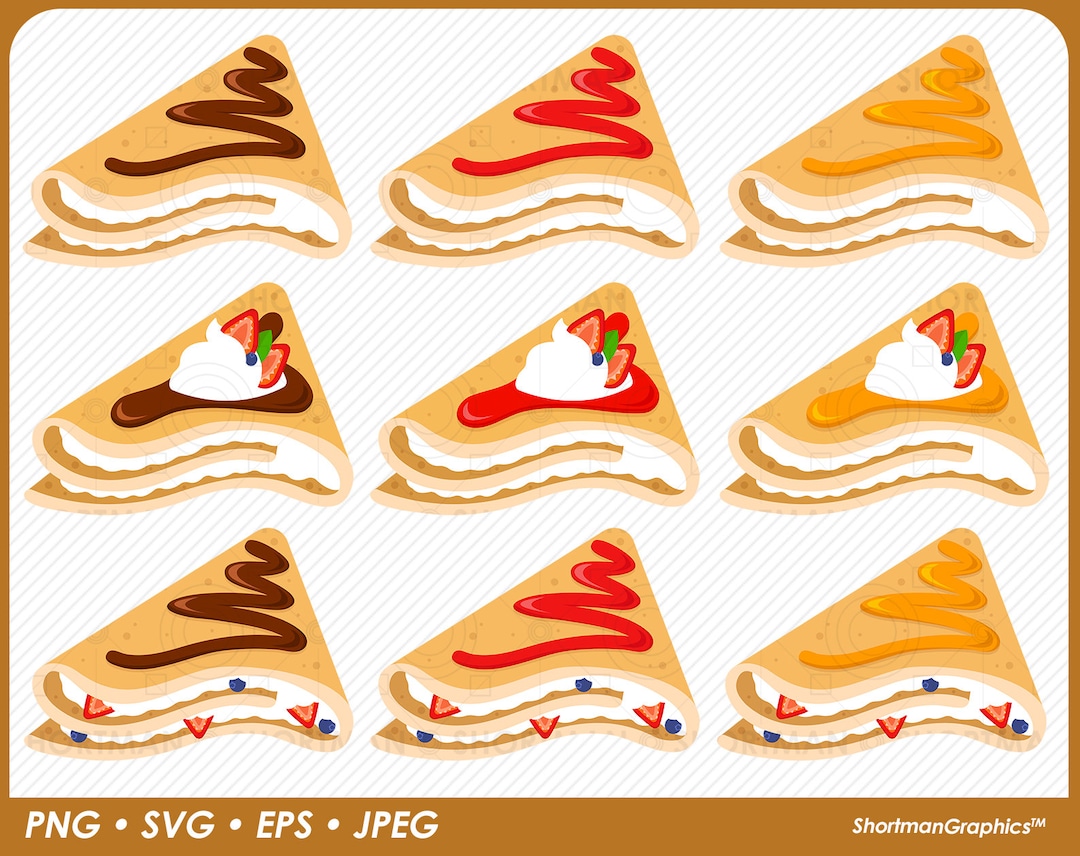 Crepe Clipart - Crêpe - Chocolate - Honey - Strawberry - SVG PNG - Etsy