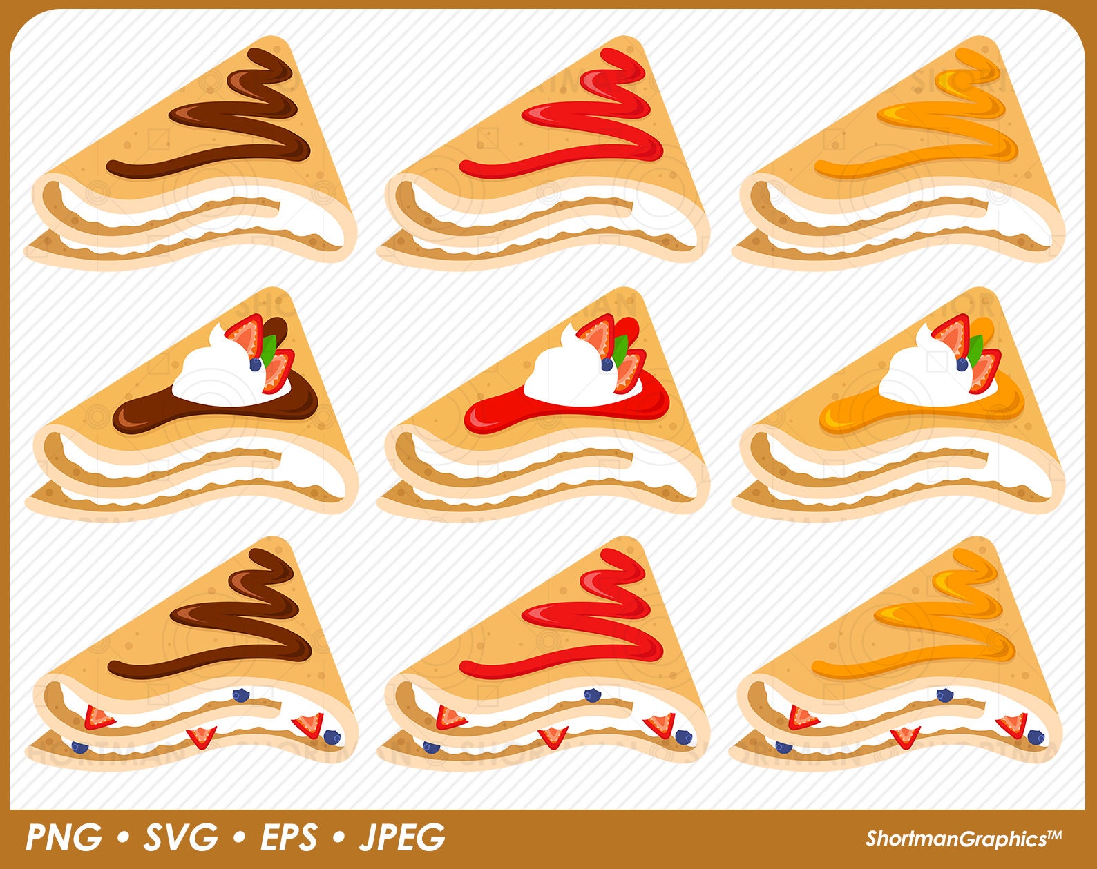 Crepe Clipart - crêpe - Cioccolato - Miele - Fragola - SVG PNG - Etsy ...