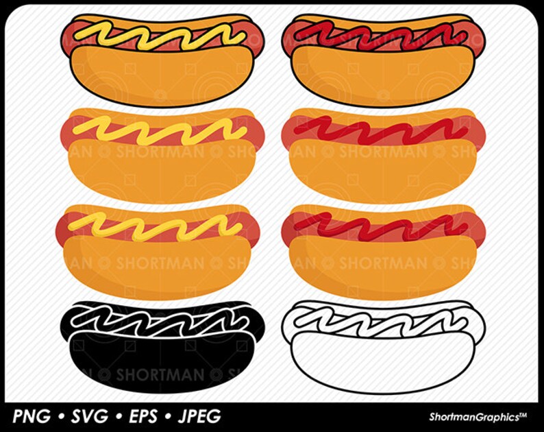 Hotdog Clipart PNG SVG - Etsy