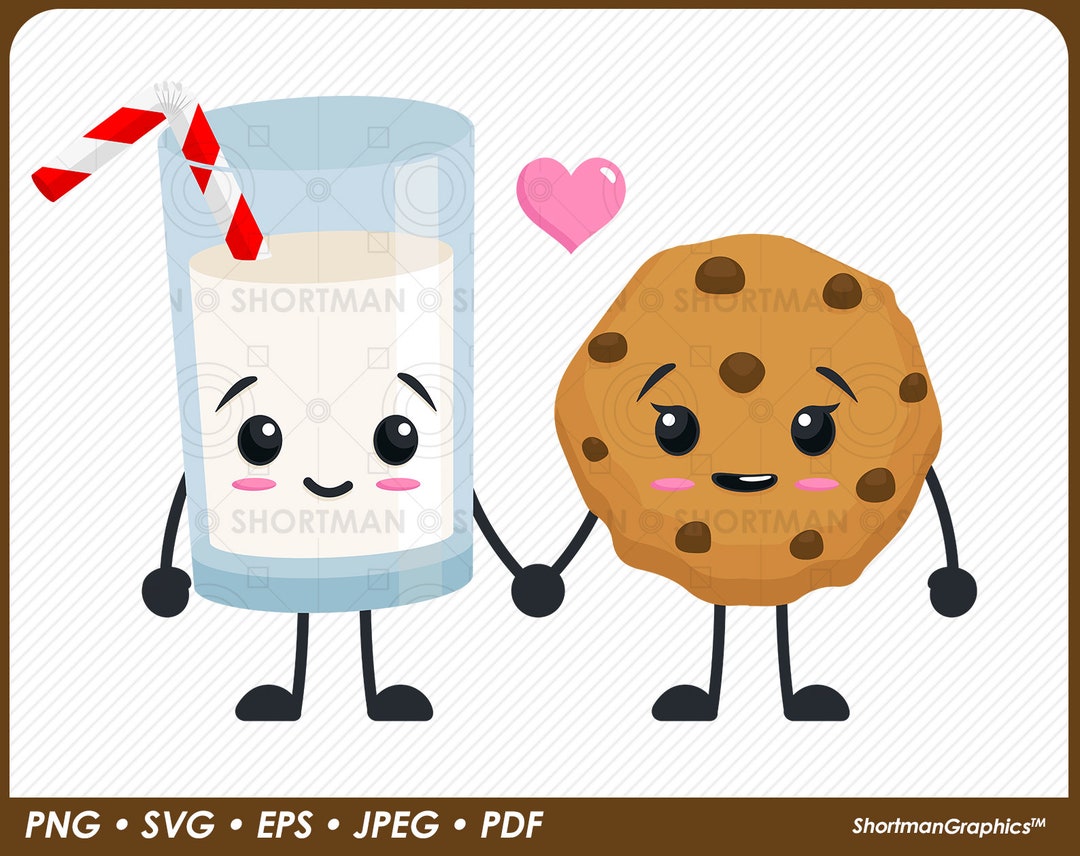 Milk and Cookie Couple Clipart - PNG SVG - Etsy