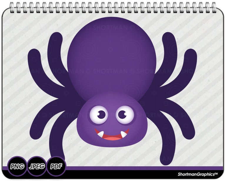 Halloween Spider Clipart Cute Spider Clipart PNG JPEG | Etsy