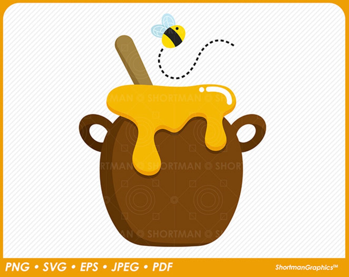 Honey Jar Clipart PNG SVG Bumblebee - Etsy