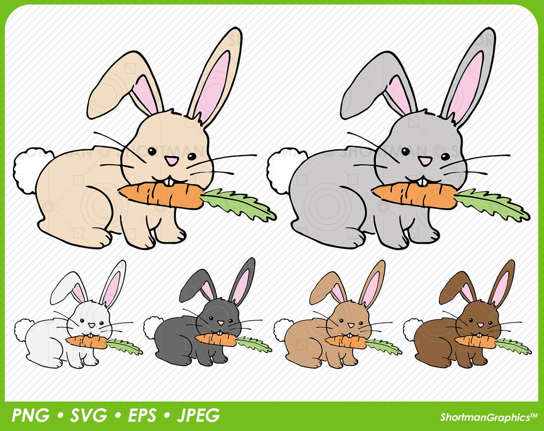 Bunny With Carrot Clipart - Easter - SVG PNG - Etsy