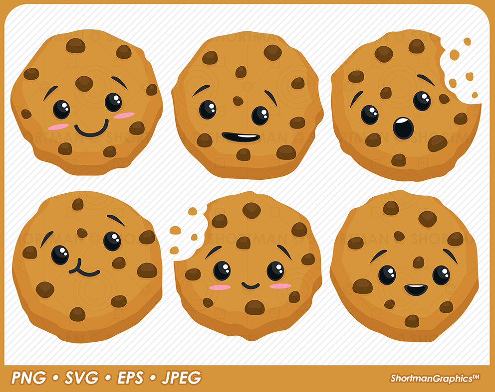 Chocolate Chip Cookie Clipart SVG PNG Download - Etsy UK