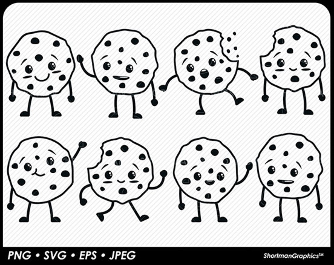 Smiling Cookies Clipart SVG PNG - Etsy