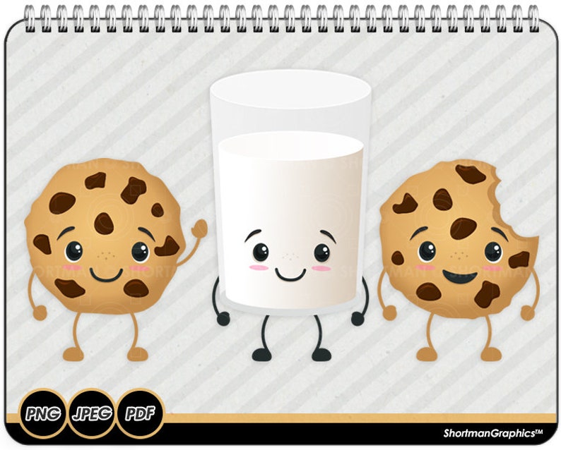 Milk and Cookies Clipart Instant Download - Etsy