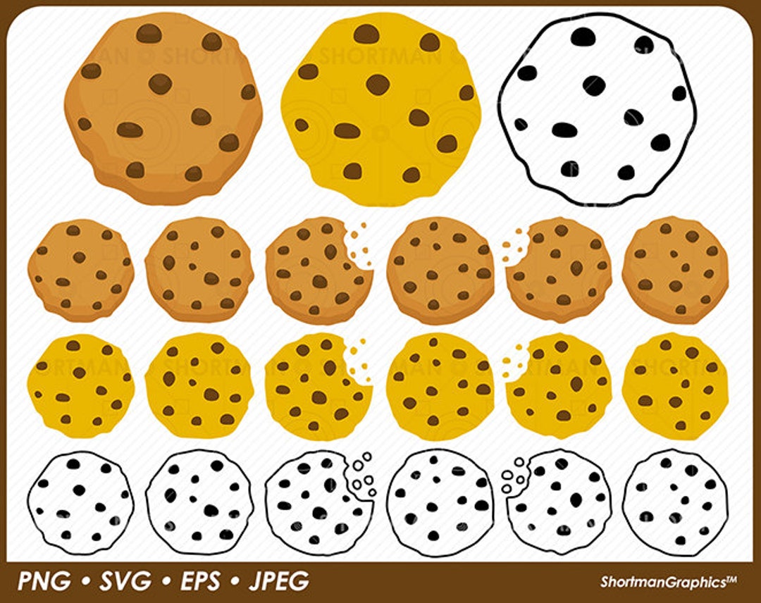 Chocolate Chip Cookie Clipart - SVG PNG Download - Etsy
