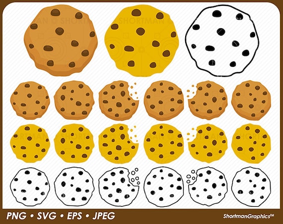 Chocolate Chip Cookie Clipart SVG PNG Download - Etsy