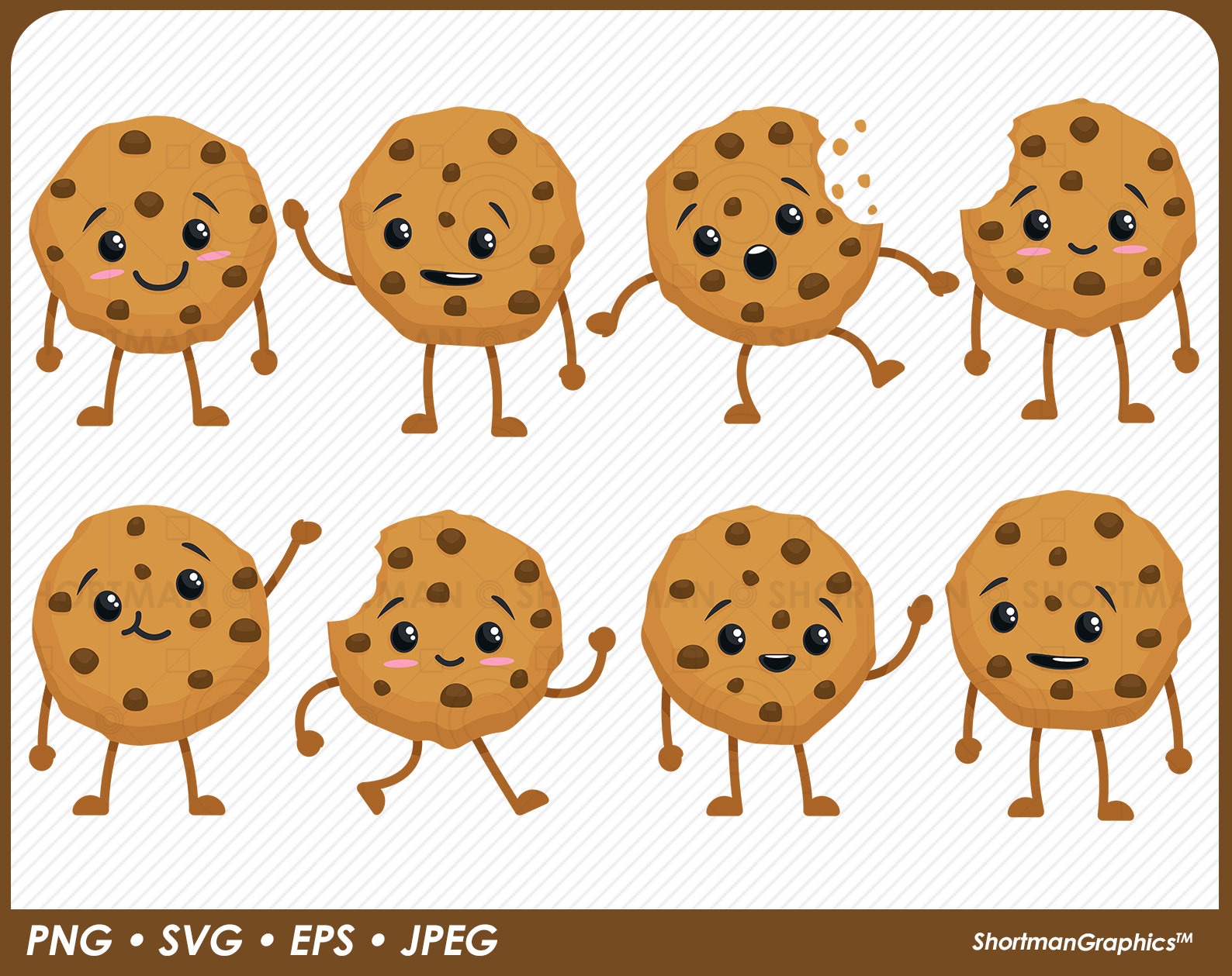 Smiling Cookies Clipart SVG PNG | Etsy