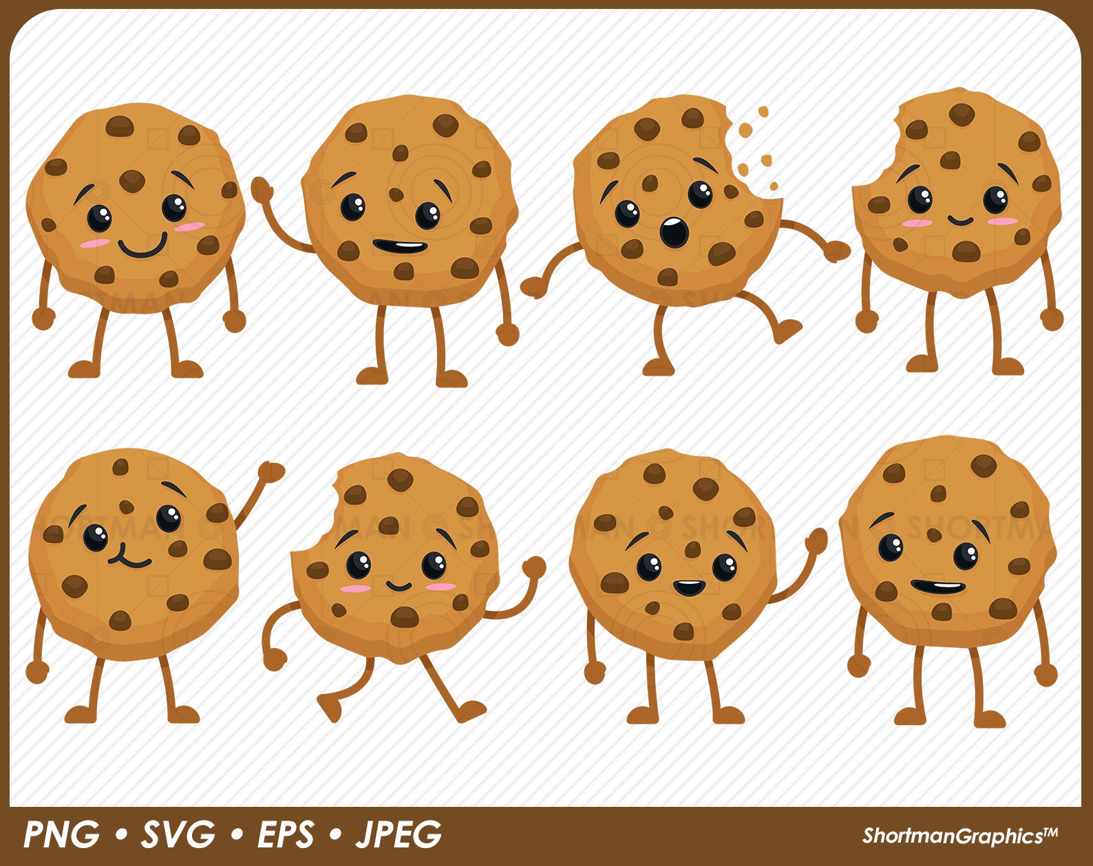Smiling Cookies Clipart SVG PNG | Etsy