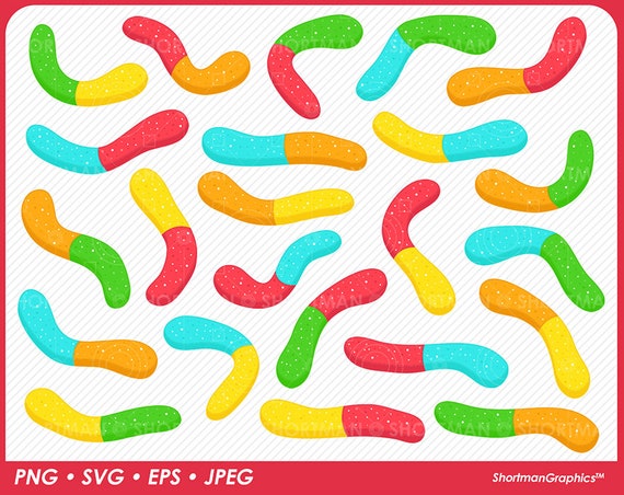 Gummy Worms Clipart SVG PNG - Etsy