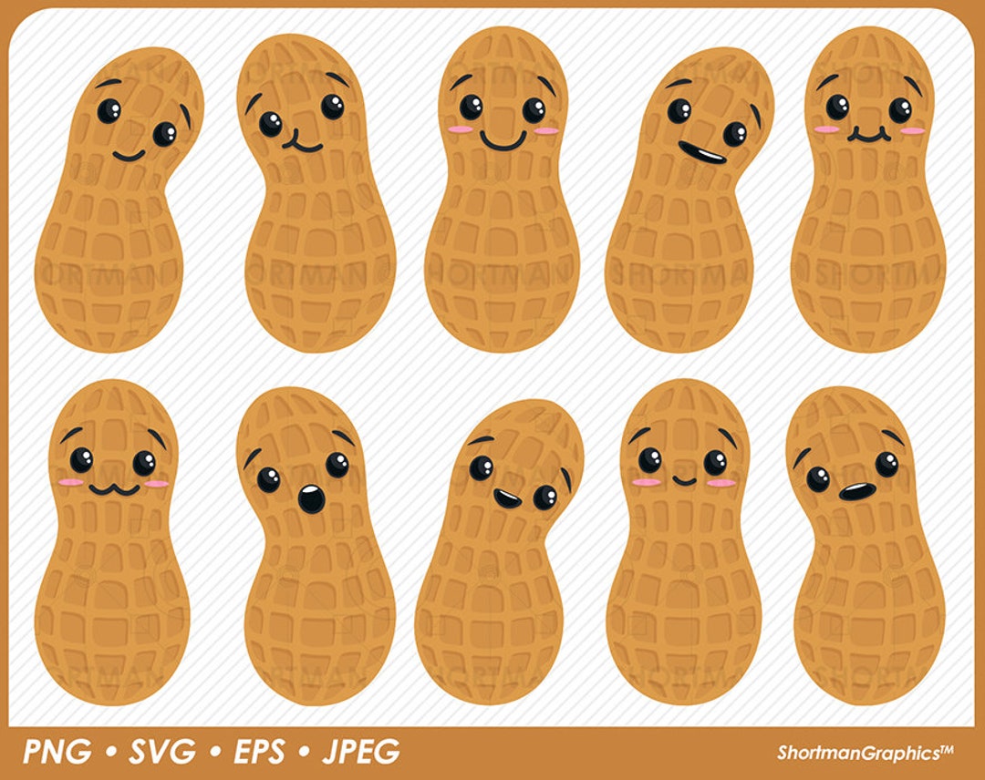 Peanut Faces Clipart SVG PNG Download - Etsy