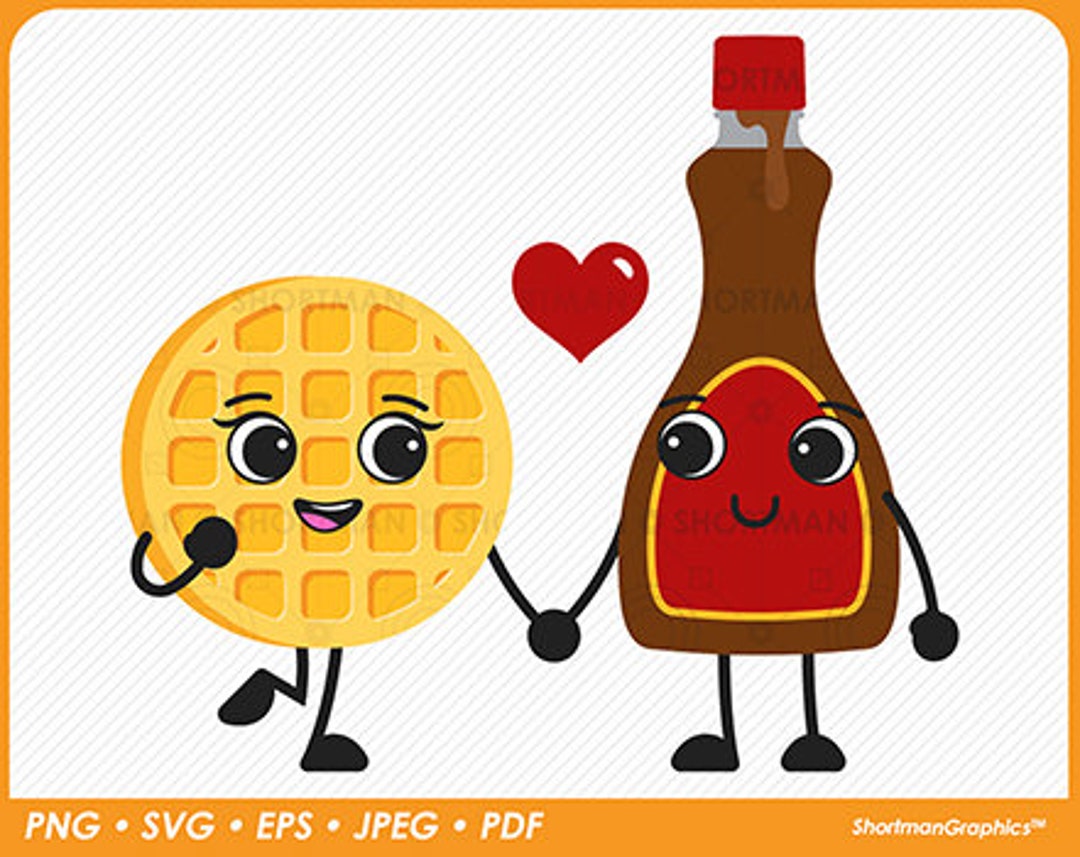 Waffle and Syrup Couple Clipart - PNG SVG - Etsy