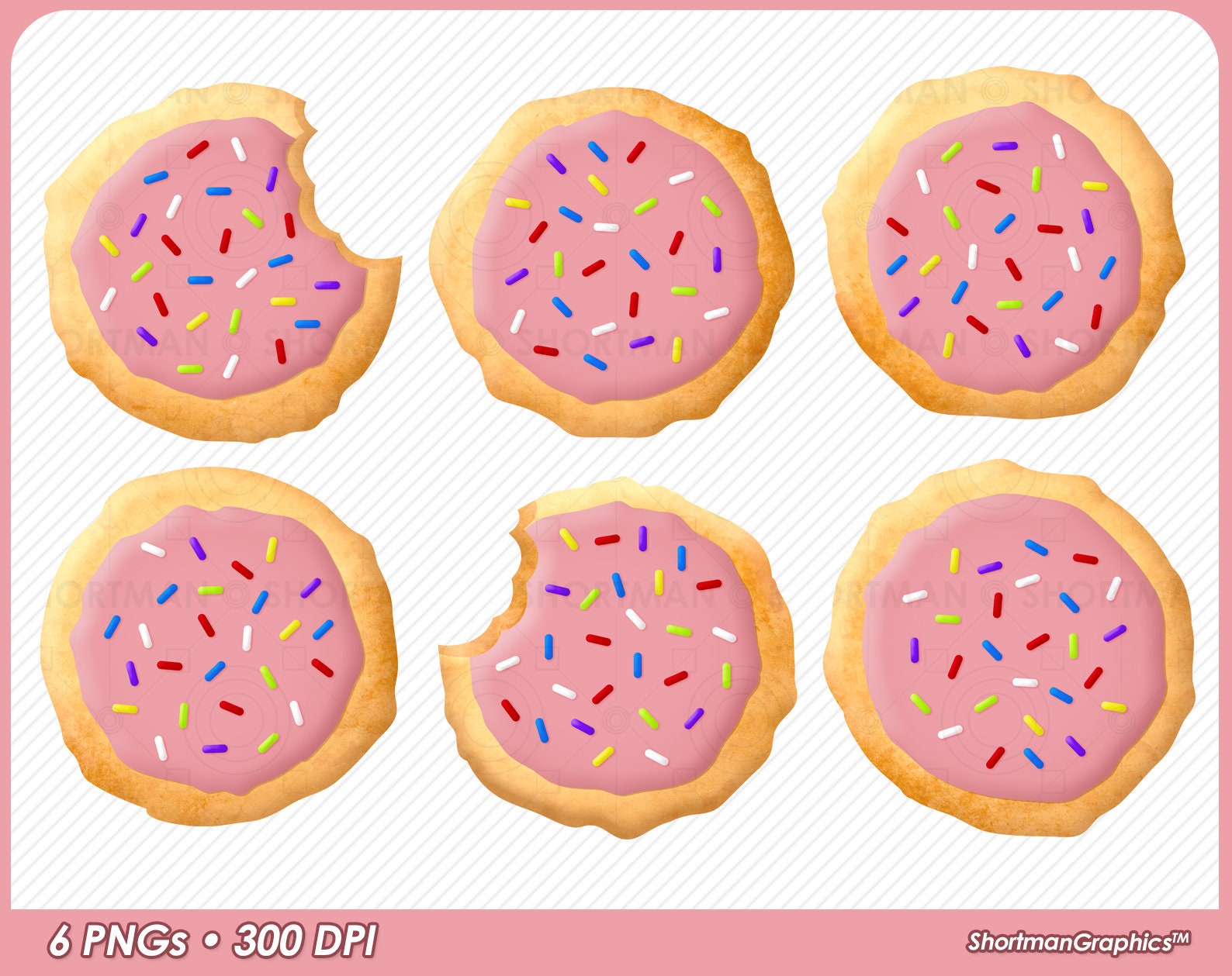 Pink Sugar Cookie Clipart PNG Download | Etsy UK