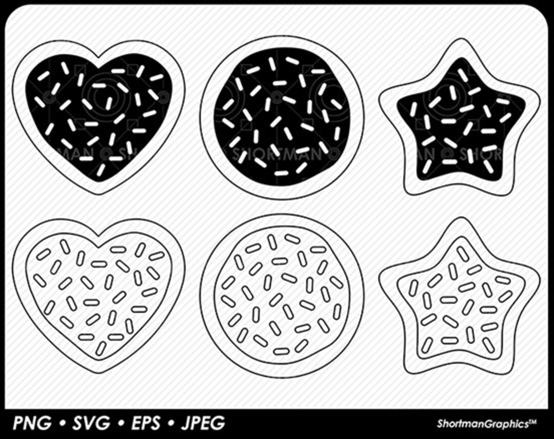 Star - Heart - Round - Shaped Sugar Cookies Clipart - SVG - PNG - JPG ...