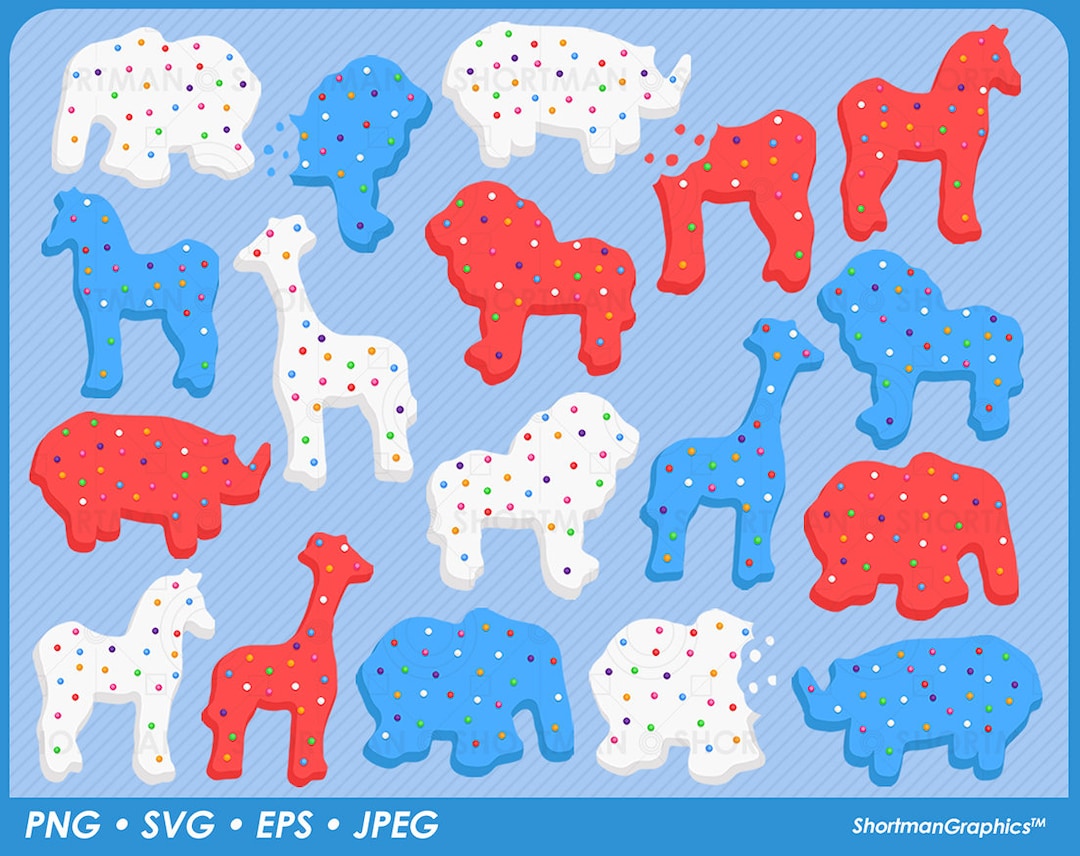 Circus Animal Crackers Clipart - Red White and Blue - Animal Cookies ...