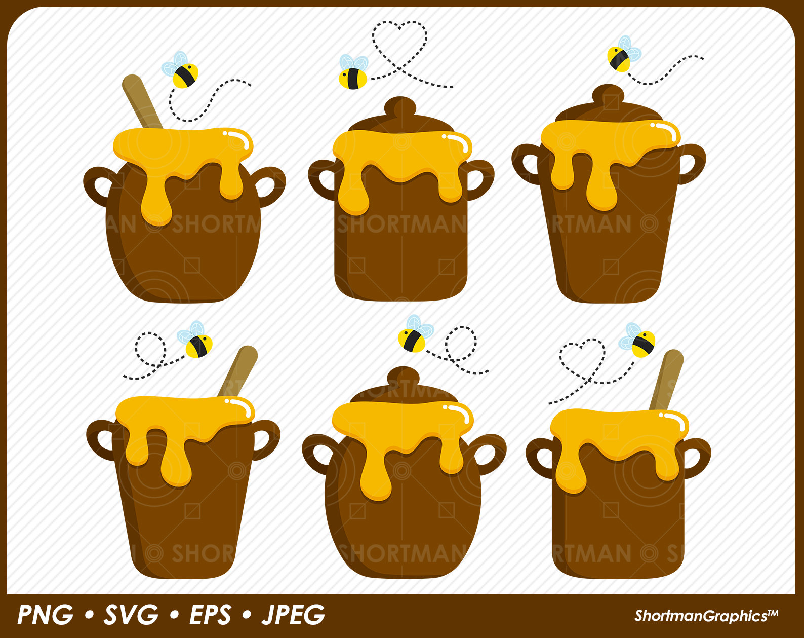 Honey Jars Clipart PNG SVG Bumblebee - Etsy