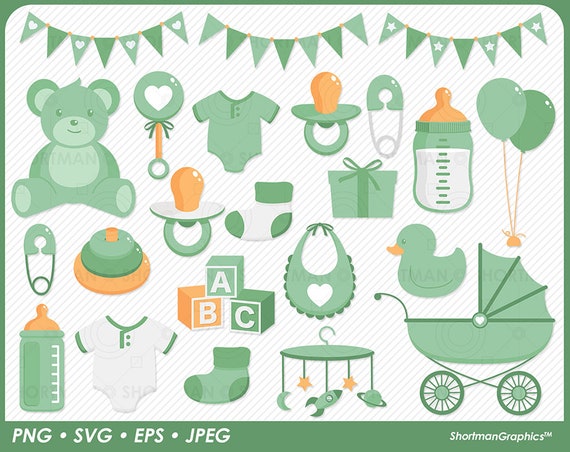 Green Baby Stroller Clipart