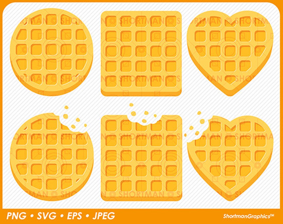 Waffles Clipart - Round Square & Heart - SVG PNG - Etsy
