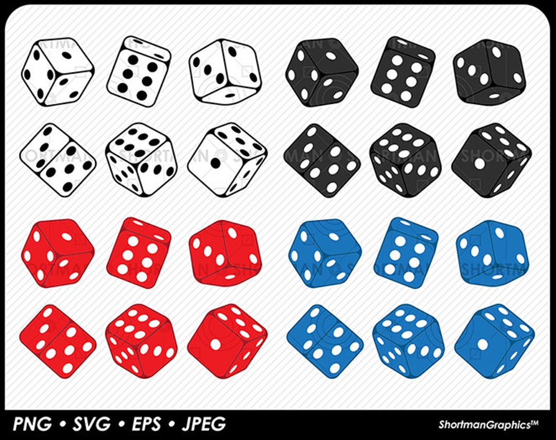 Dice Clipart Red Blue White & Black SVG PNG Download - Etsy