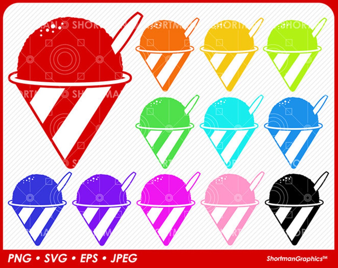 Snow Cone Clipart - SVG PNG Download - Etsy