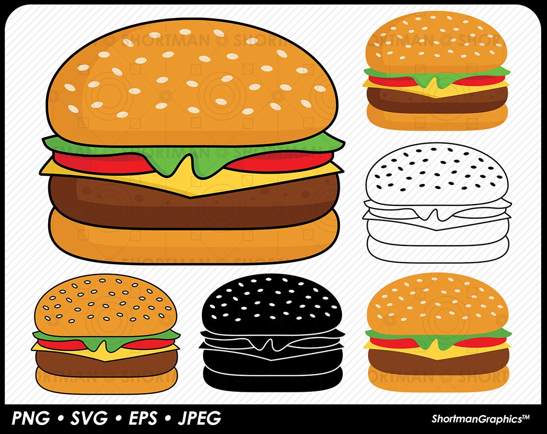 Cheeseburger Clipart PNG SVG - Etsy