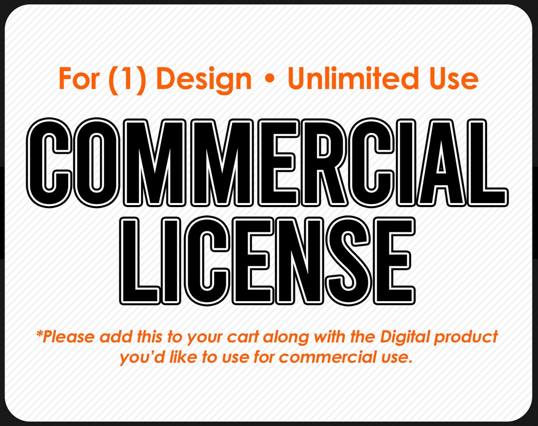 Commercial License / Single Design / Unlimited Use - Etsy