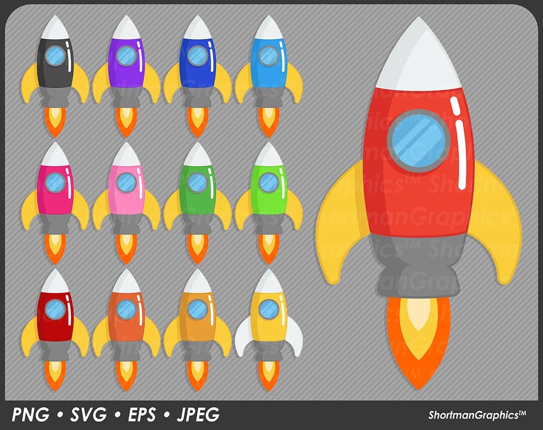 Rocketship - PNG SVG - Red Blue Green - Etsy