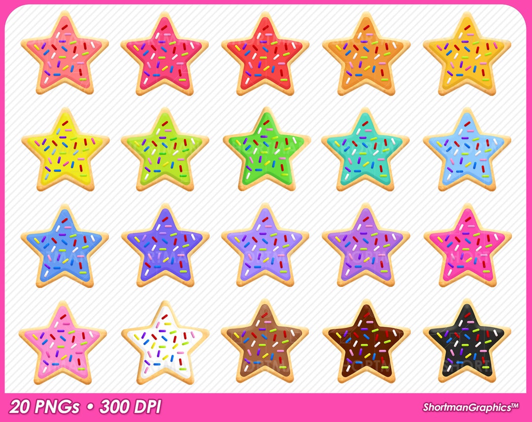 Star Sugar Cookies Clipart PNG Download Pink Blue Purple Red Green ...