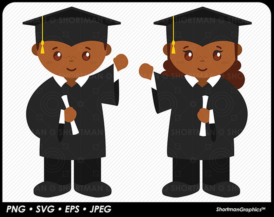 Graduation Boy & Girl - Cap and Gown - Clipart PNG SVG - Etsy