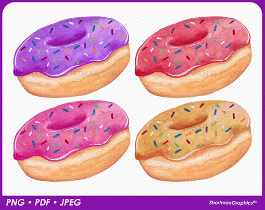 Watercolor Donut Clipart - Pink Donut PNG Download - Etsy