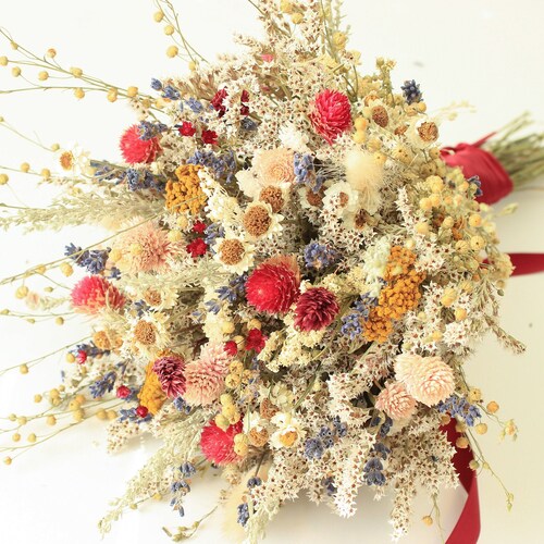 Pink Dream Peach Dried Flowers Bouquet / Preserved Daisy Rose - Etsy
