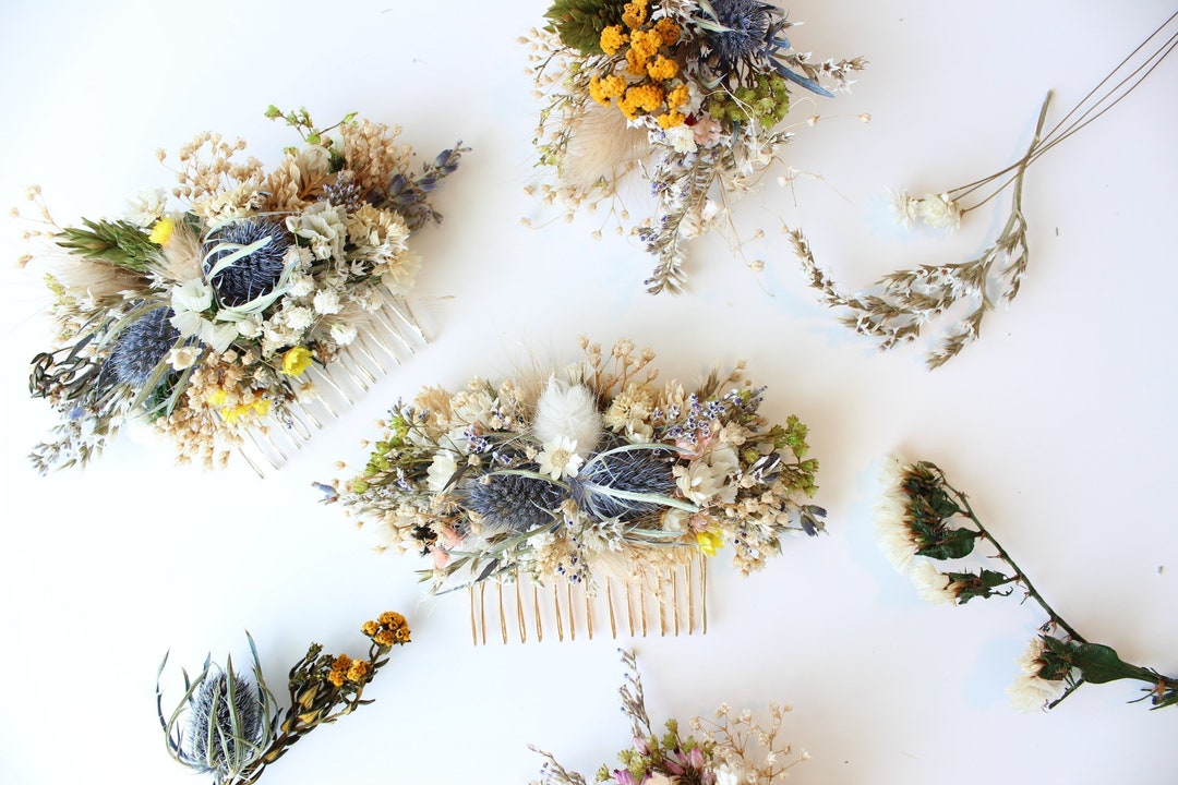 Dried Thistle Flower Hair Comb: Wedding Bridal Accessory - Etsy
